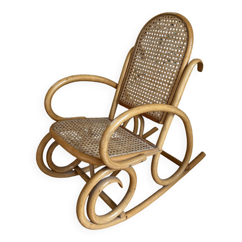 Rocking-chair vintage en rotin pour enfant | Selency