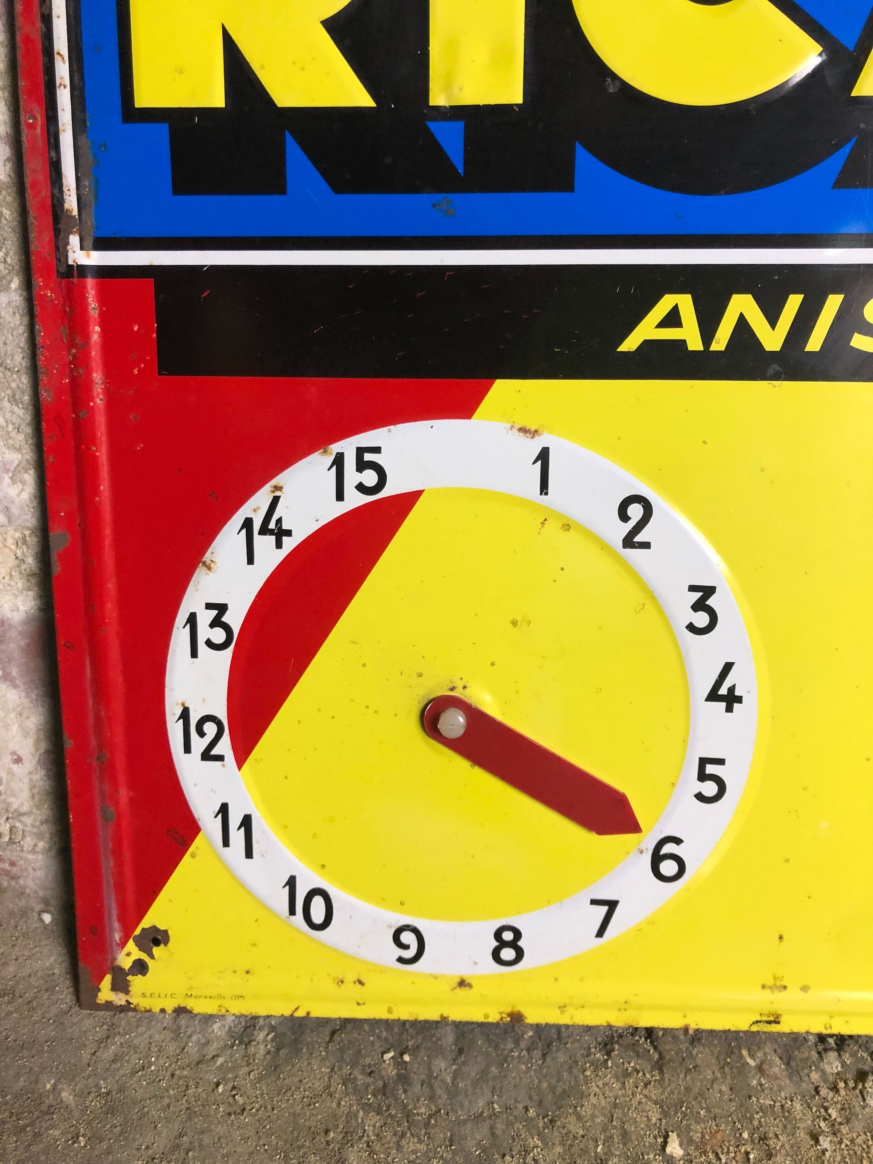 Panneau ancien publicitaire en tôle "Ricard" pour jeu pétanque | Selency