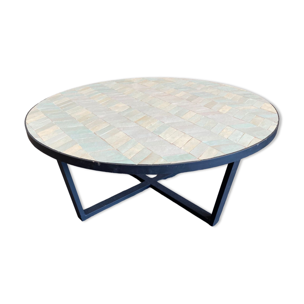 Table basse ronde en zellige neuve | Selency