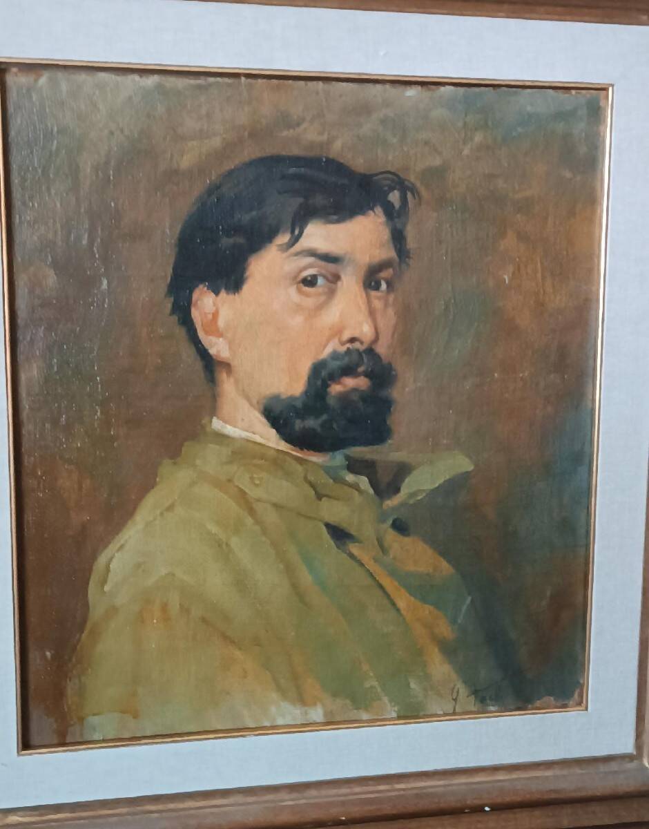 Portrait à l'huile sur toile des années 1920 - peint au dos - Giuseppe Torelli (1881 -1959 ...