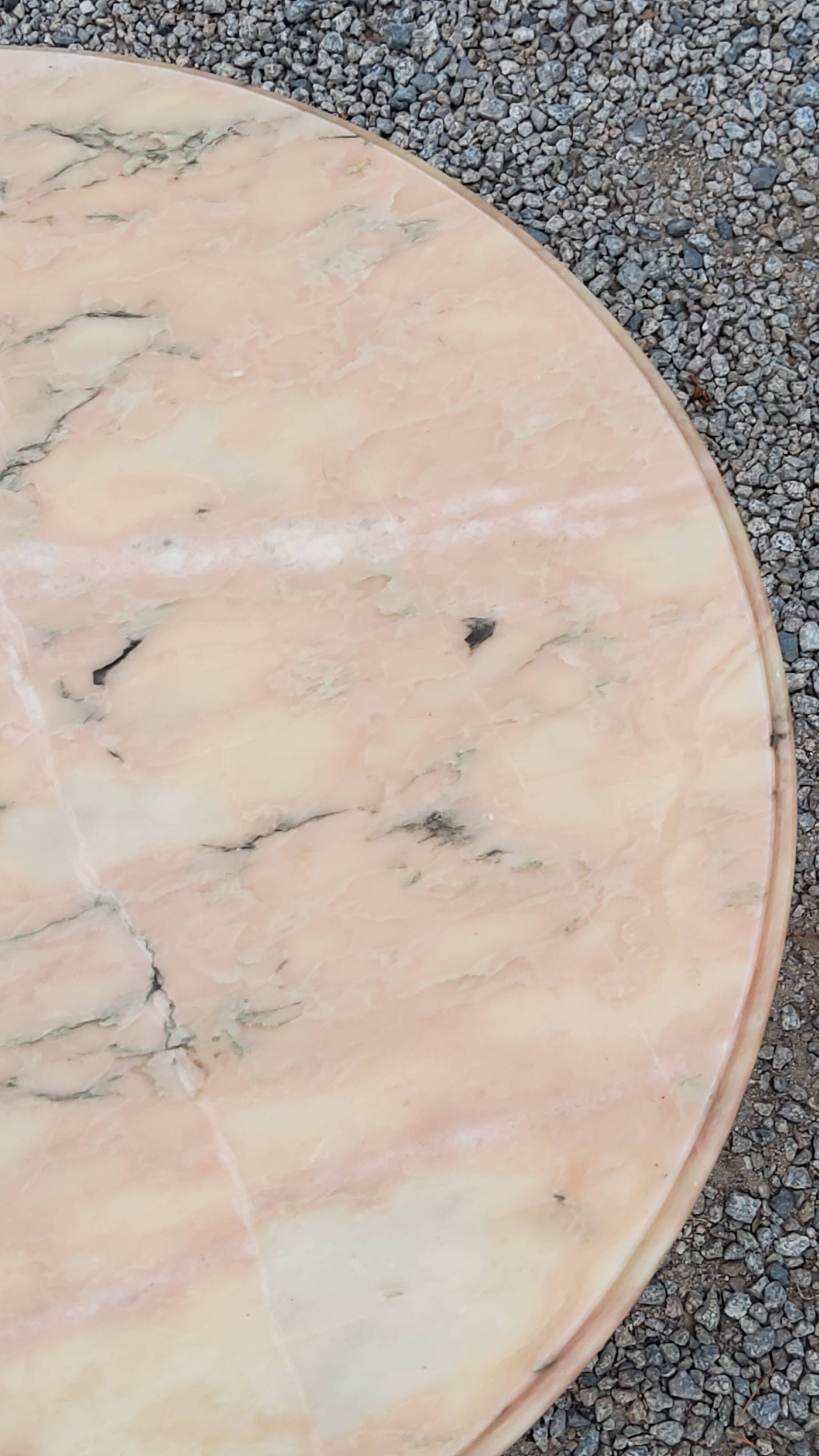 Round coffee table in neo-classical style, marble top, bronze and gilded brass base | Selency