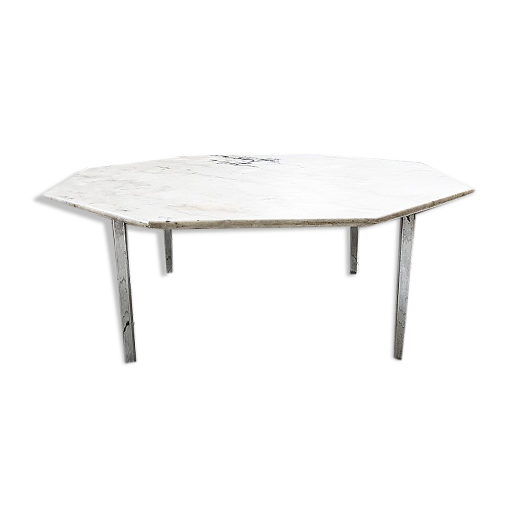 Table basse marbre chrome octogonale | Selency