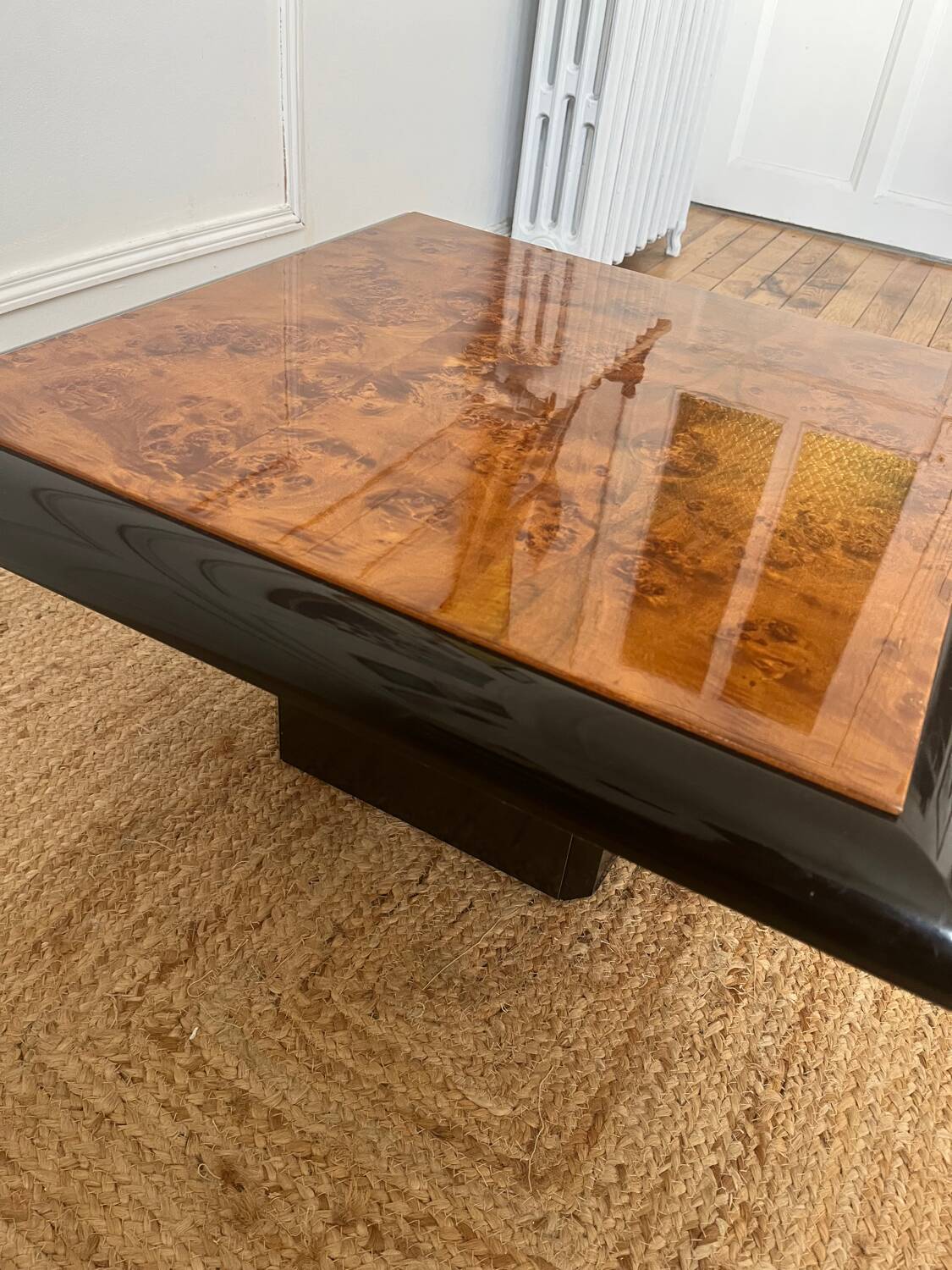 Table basse en loupe d’orme vintage 70 | Selency