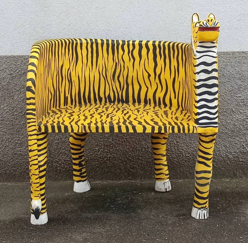 Fauteuil en bois apparence "tigre" | Selency