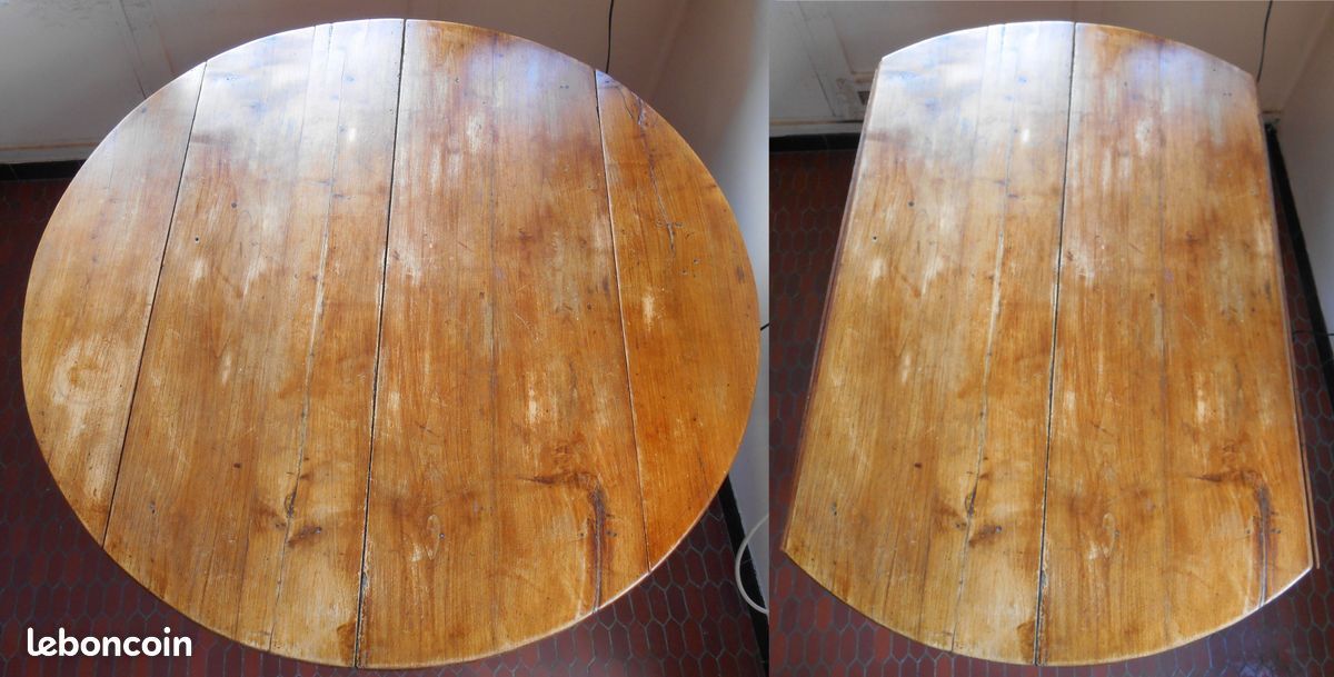 Table ronde à rabats en bois ancienne Louis-Philippe | Selency