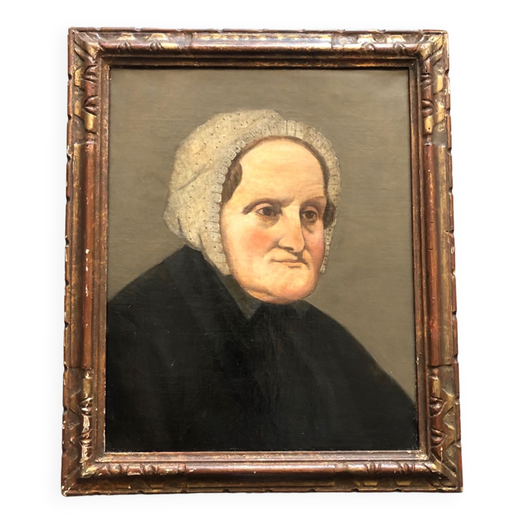 Portrait de femme ancien huile sur toile école XIXe | Selency
