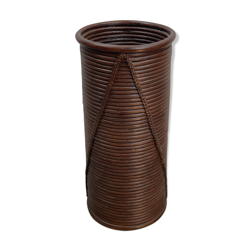 Rotin osier bambou crayon roseau stand ou panier, années 1970 | Selency