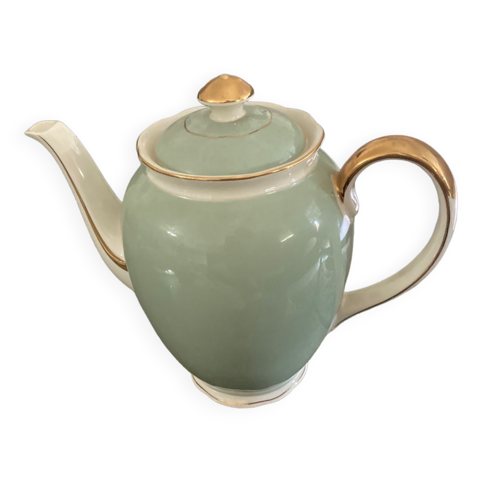 Verseuse à café Villeroy et Bosch vert d’eau et liseré or | Selency