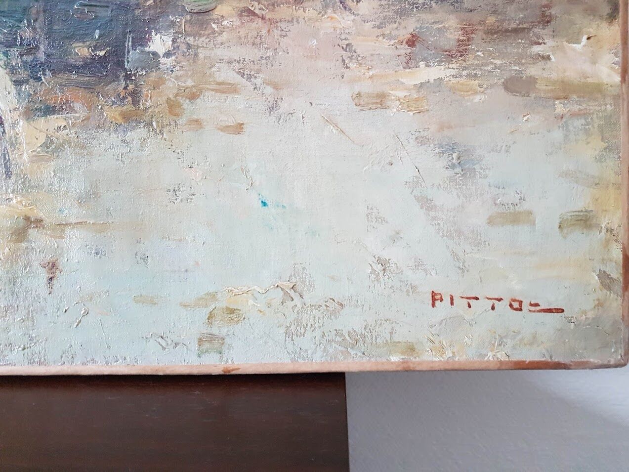 Peinture à l'huile Giacomo Pitto vers 1930 Marché en Italie 80x59 cm ...