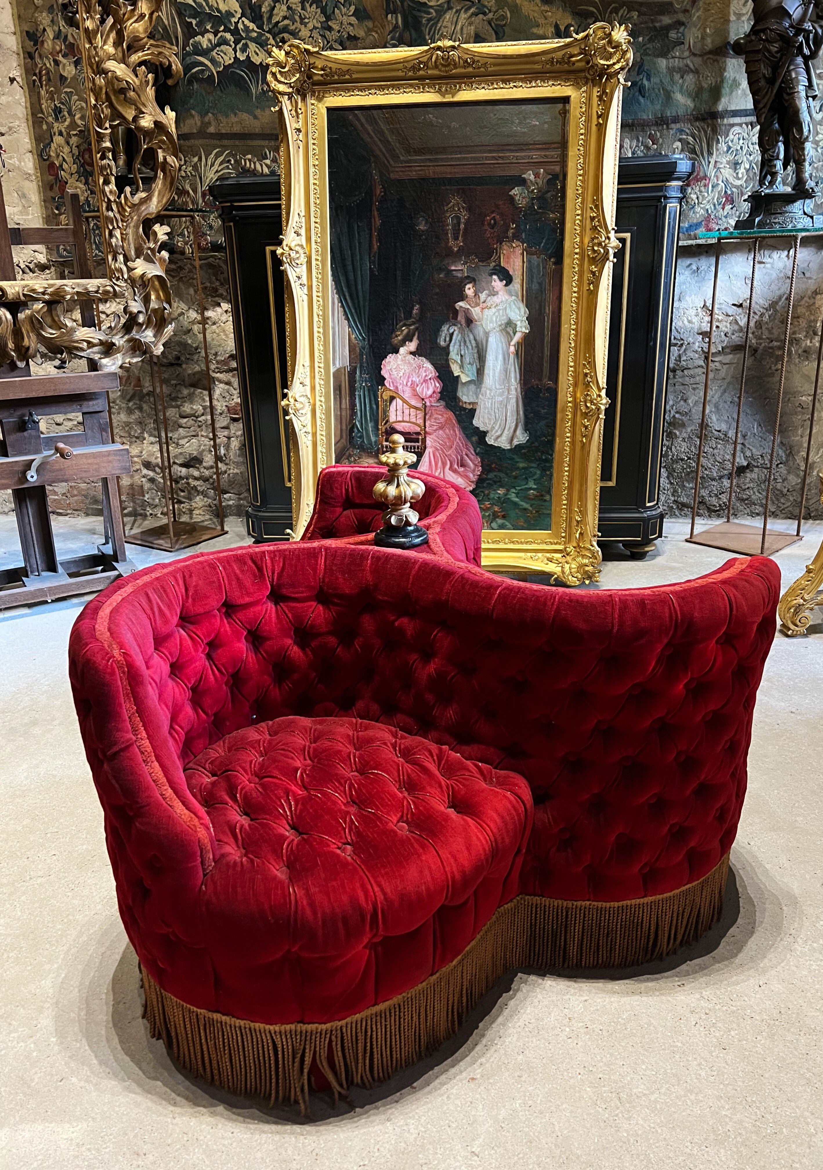 Indiscret en velour rouge et bois doré d’époque napoléon iii | Selency