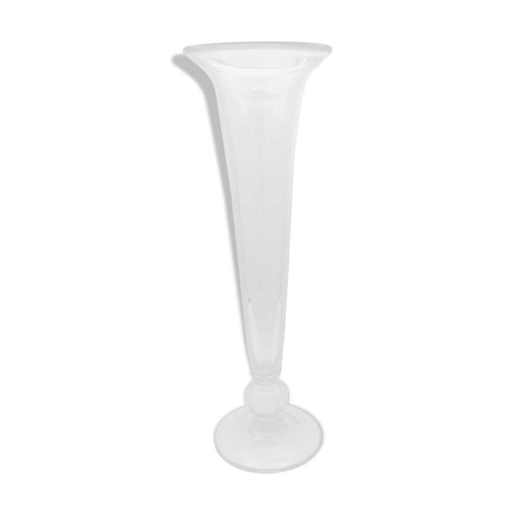 Vase de forme allongée vintage en verre 36 cm | Selency