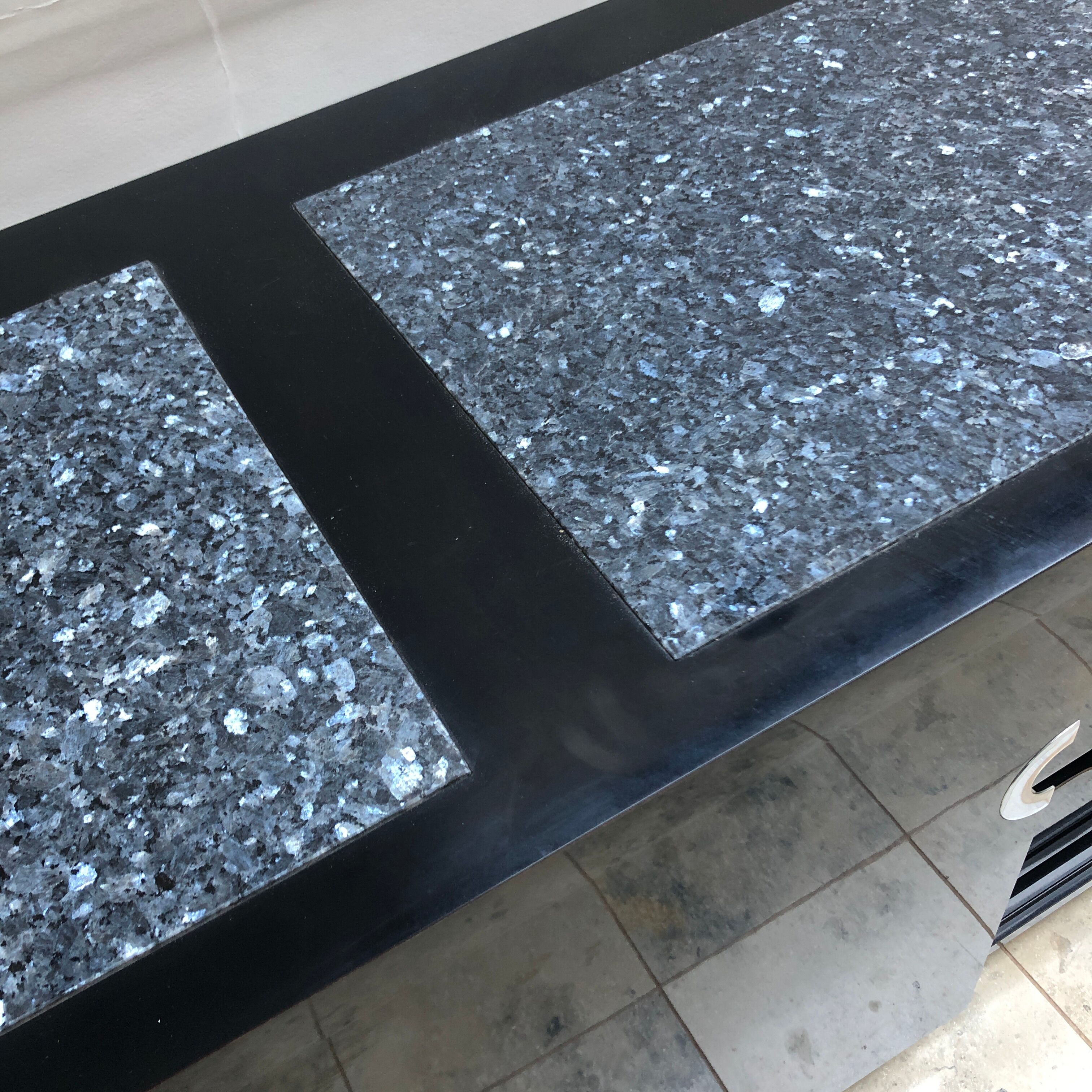 Sideboard granite lacquer marble hollywood regency cabinet 1970 | Selency