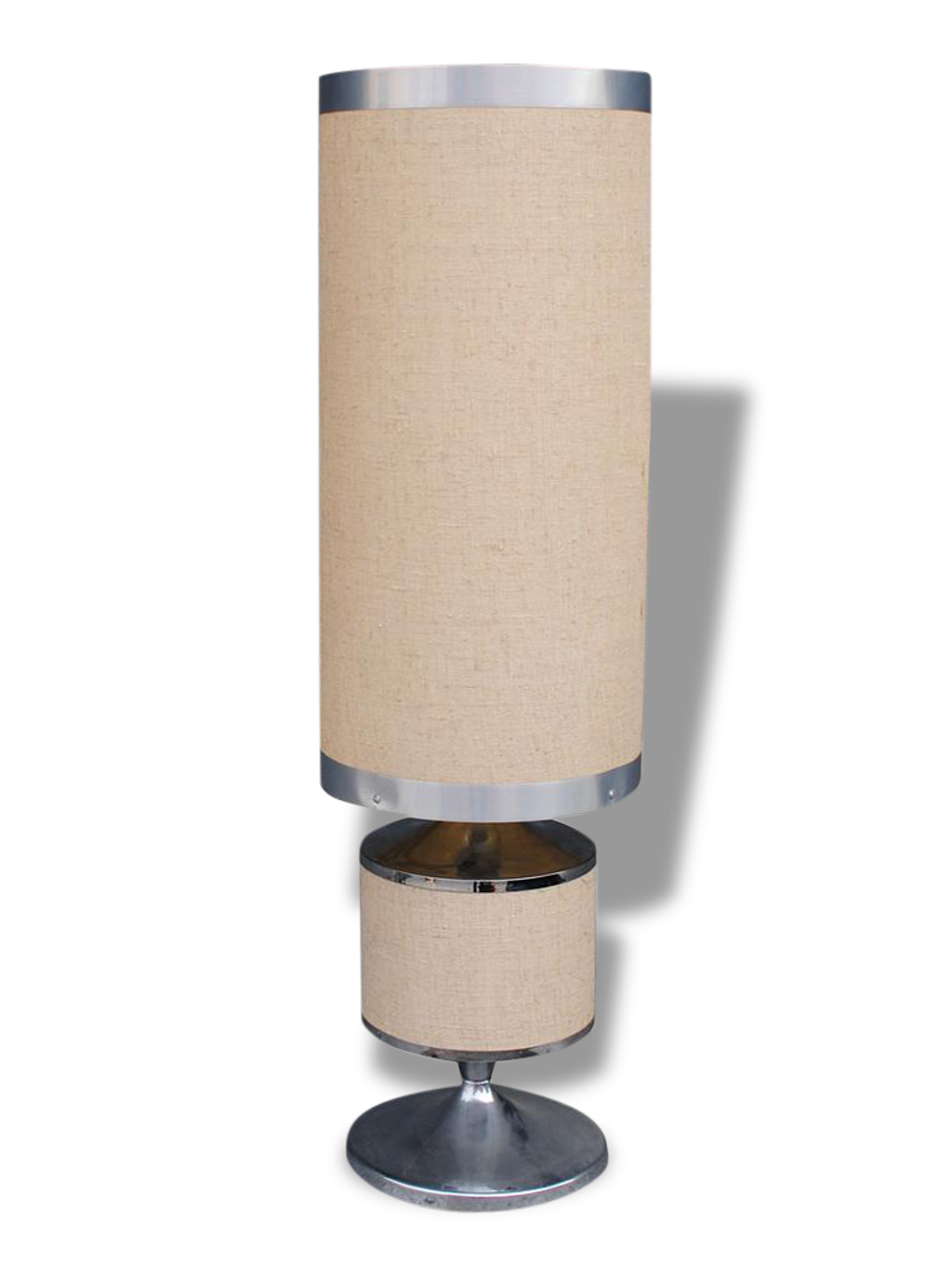 Lampe 1970 See Delmas design abat-jour en toile et métal chromé | Selency