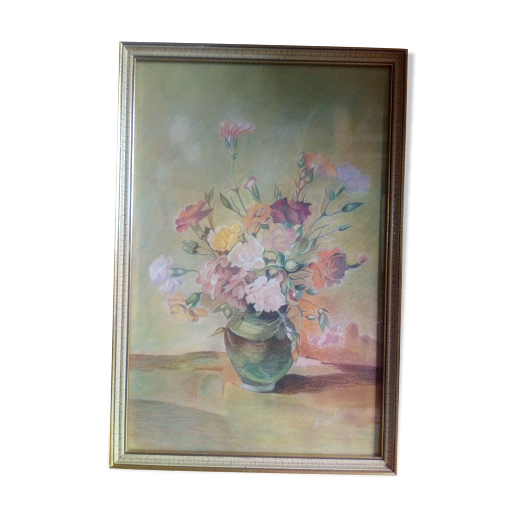 Tableau ancien au bouquet | Selency
