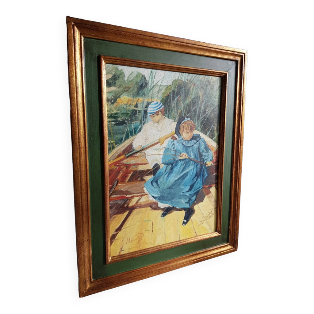 Peinture à l'huile sur toile, signée Hidalgo 1994, 46x58cm avec cadre | Selency