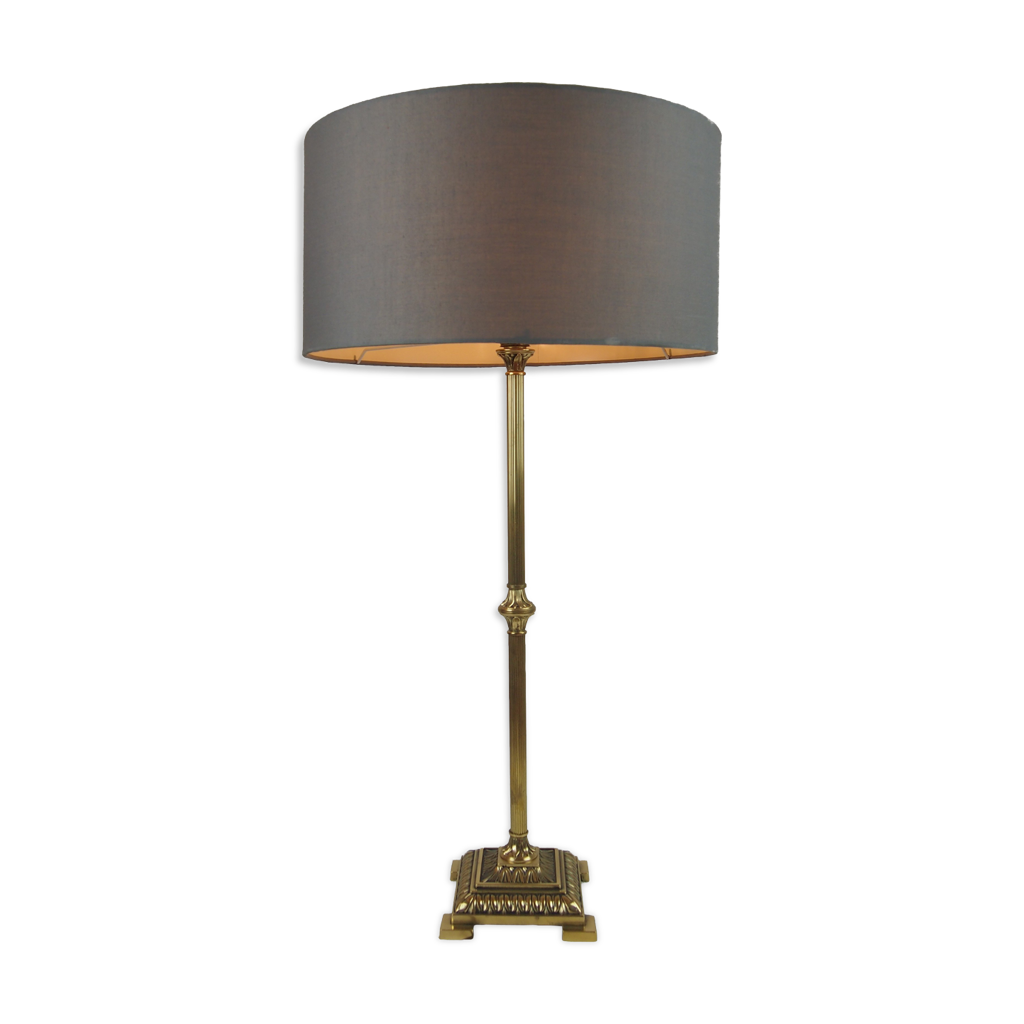 Lampe de table avec colonne en bronze doré | Selency
