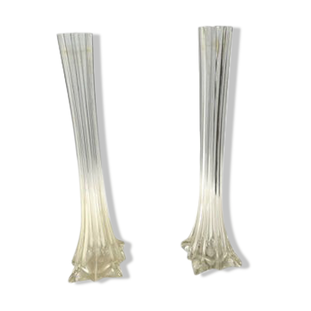 Paire de grand vase soliflore en verre | Selency