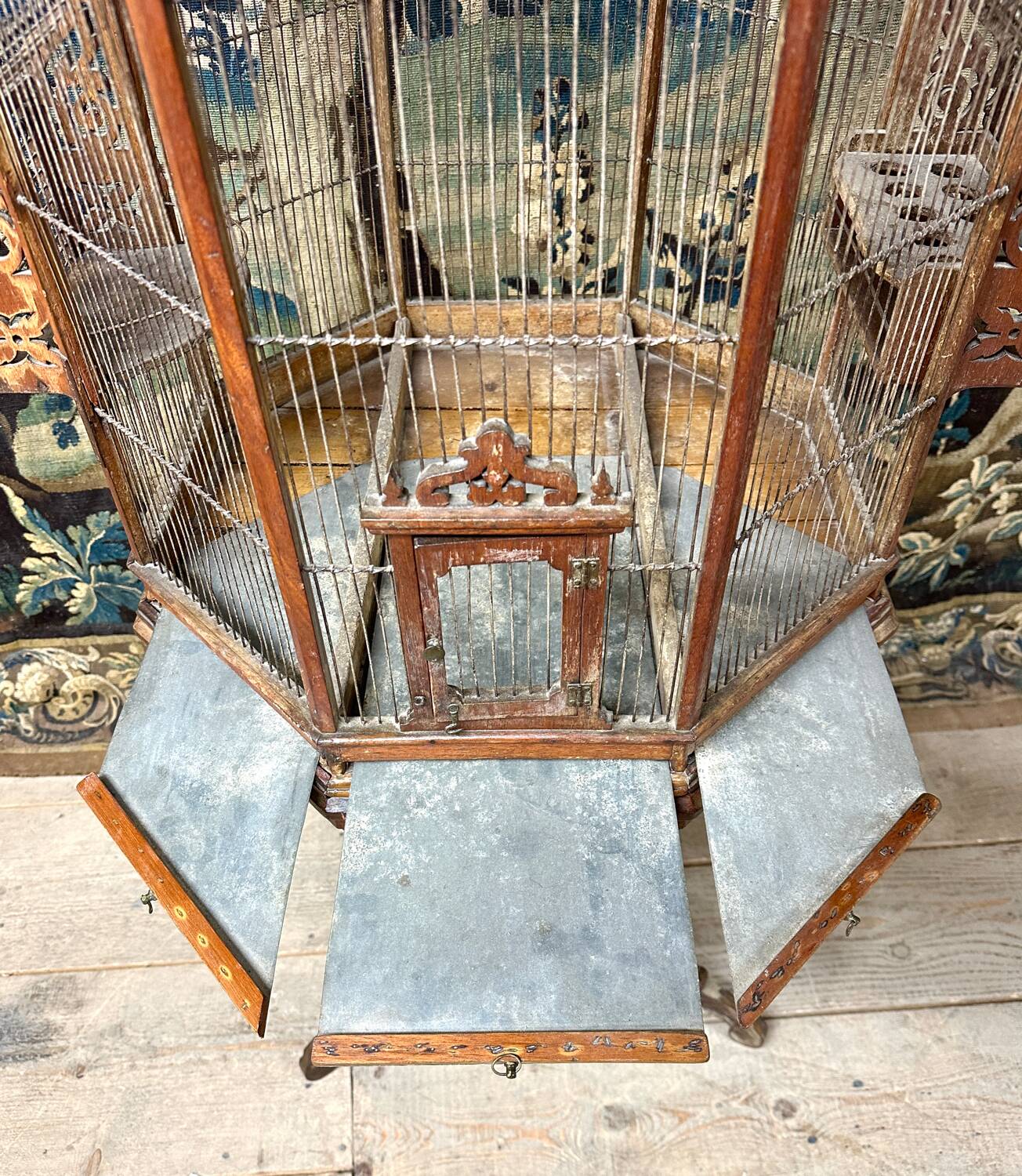 Bird Cage or Old Aviary In Carved Wood, Vintage Work Circa 1900 | Selency