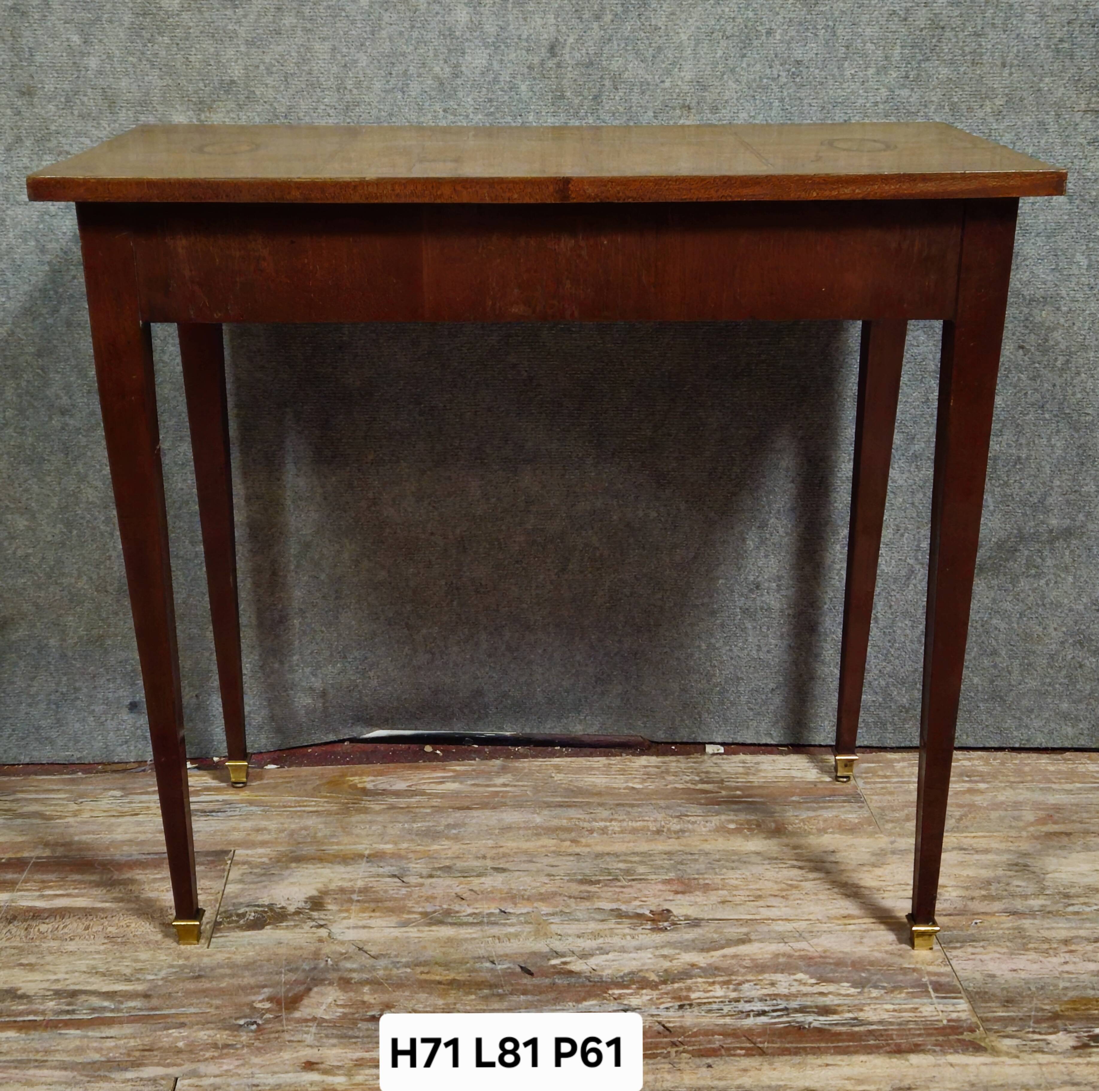 Table de jeu / console ancienne avec plateau marqueté – Style Louis XVI | Selency