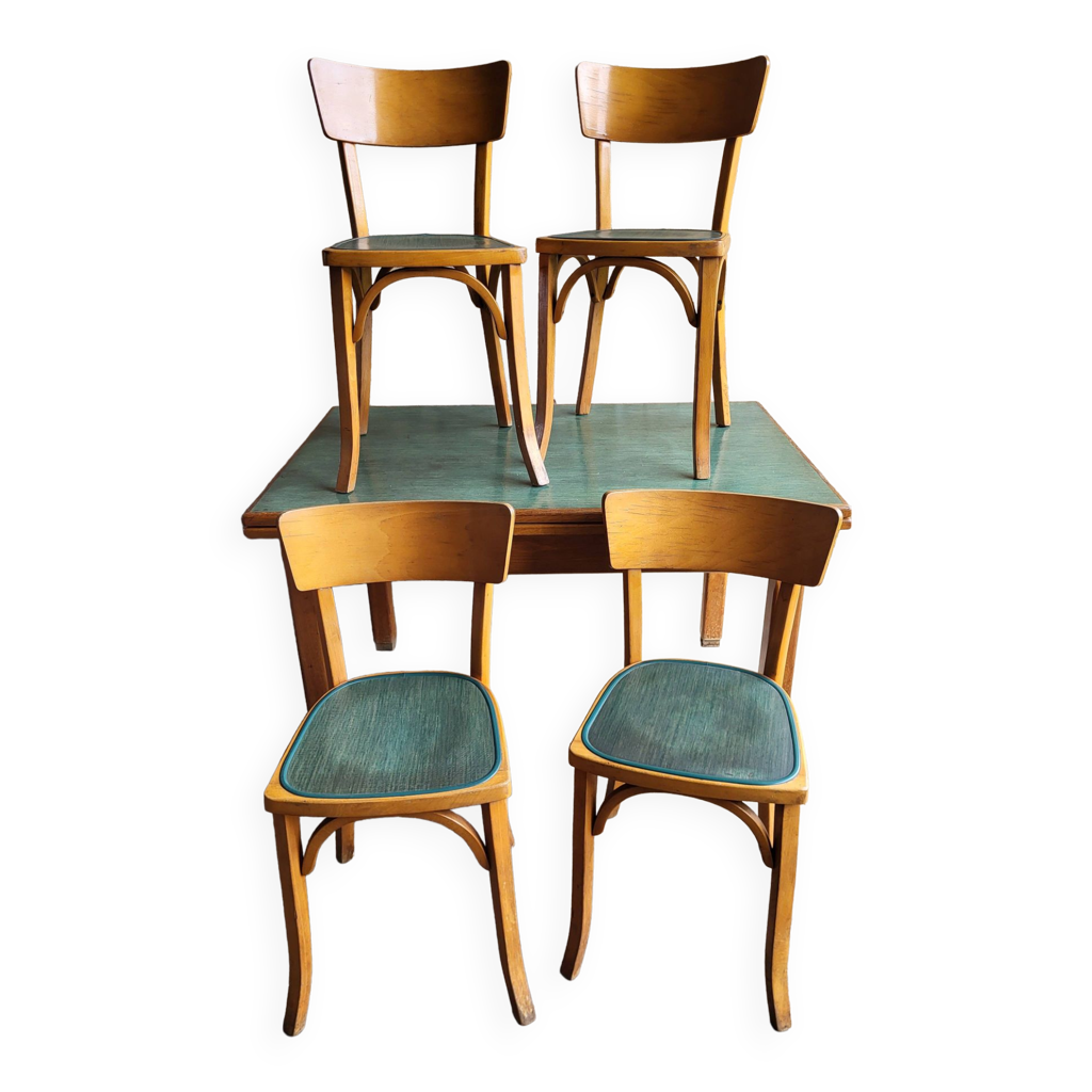 Table Mado & 4 chaises Baumann Années 50 | Selency