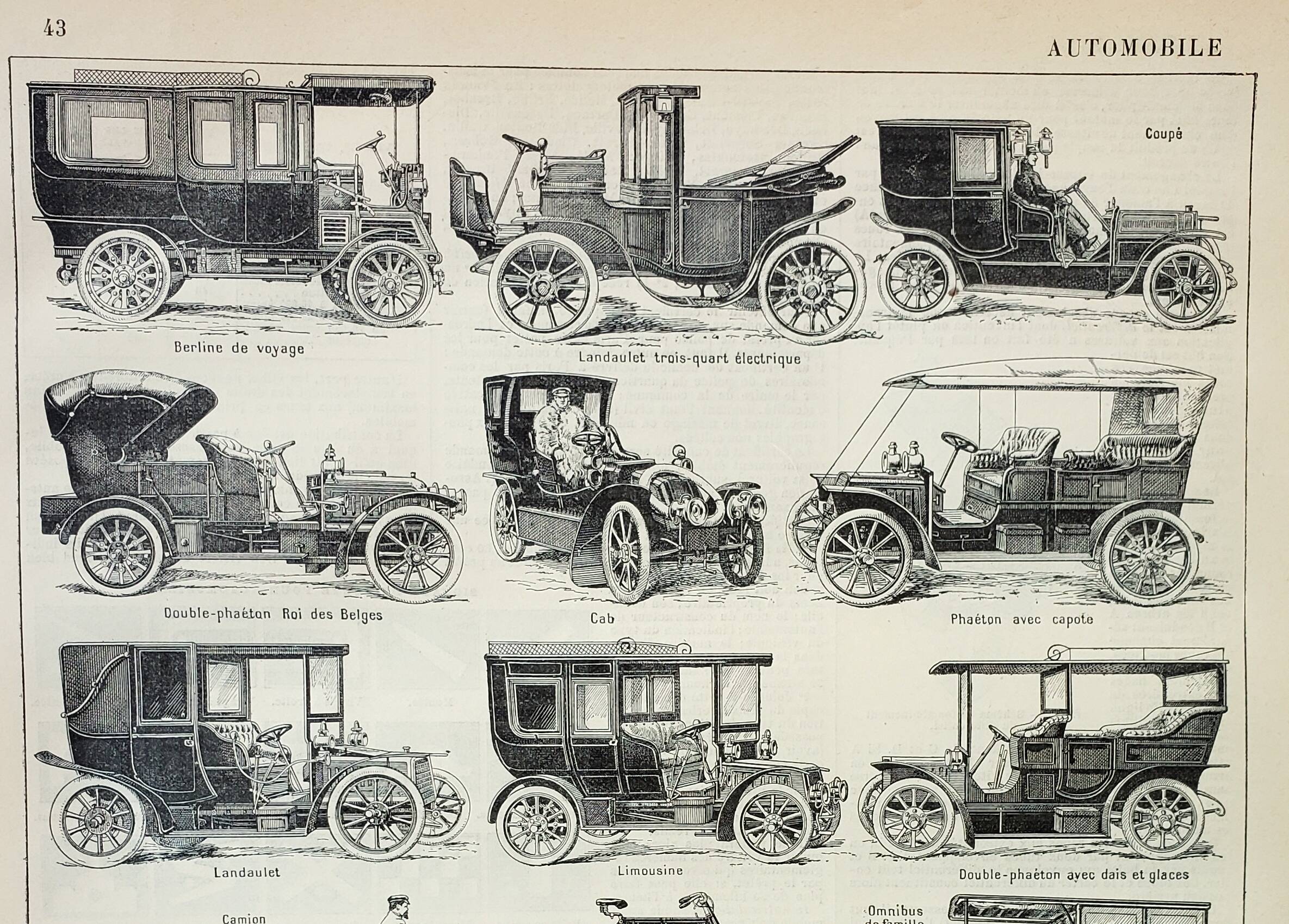 Gravure ancienne 1898, Automobile, voiture, car, véhicule ...