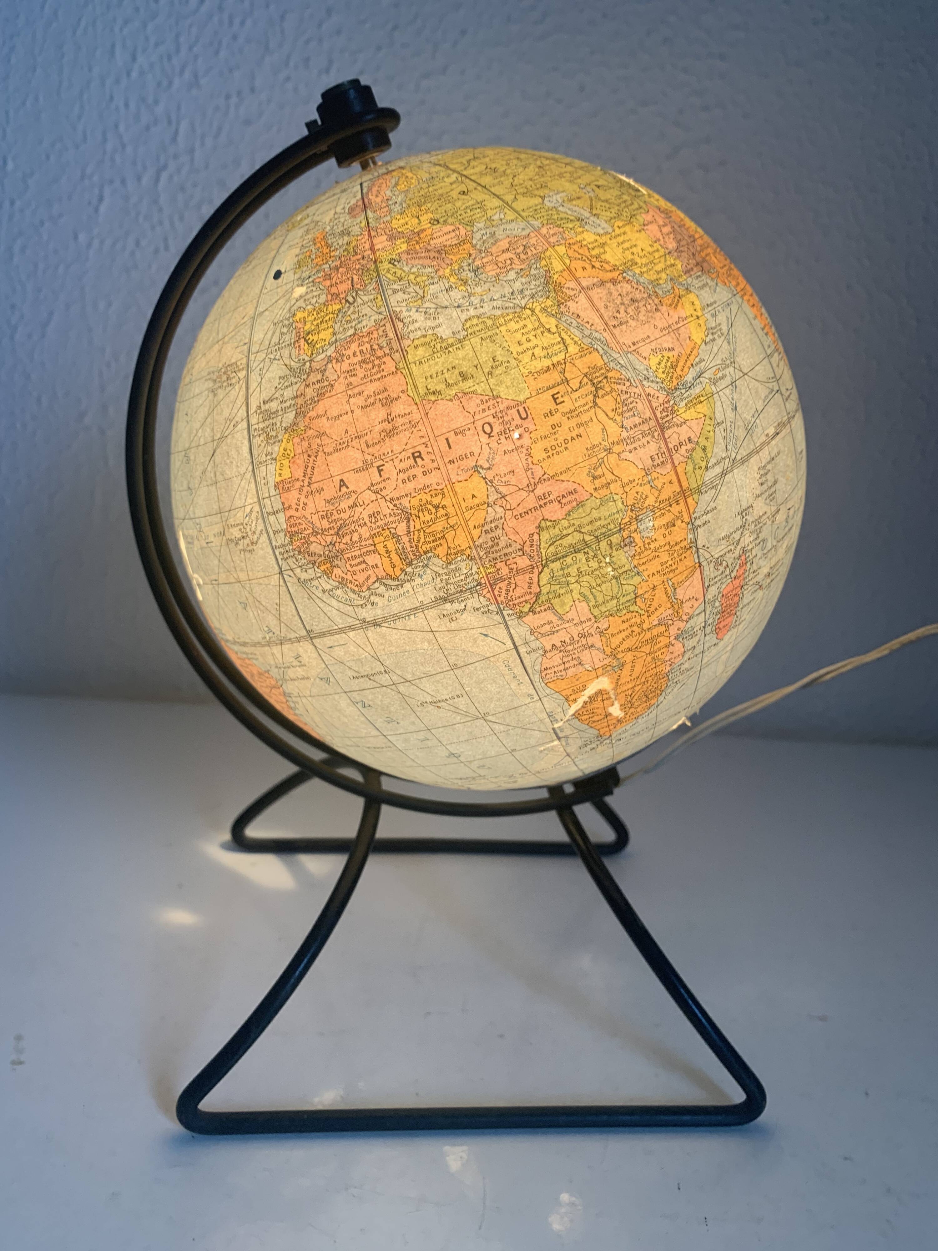 Vintage 1960s Perrina Glass World Map Globe - 24 cm | Selency