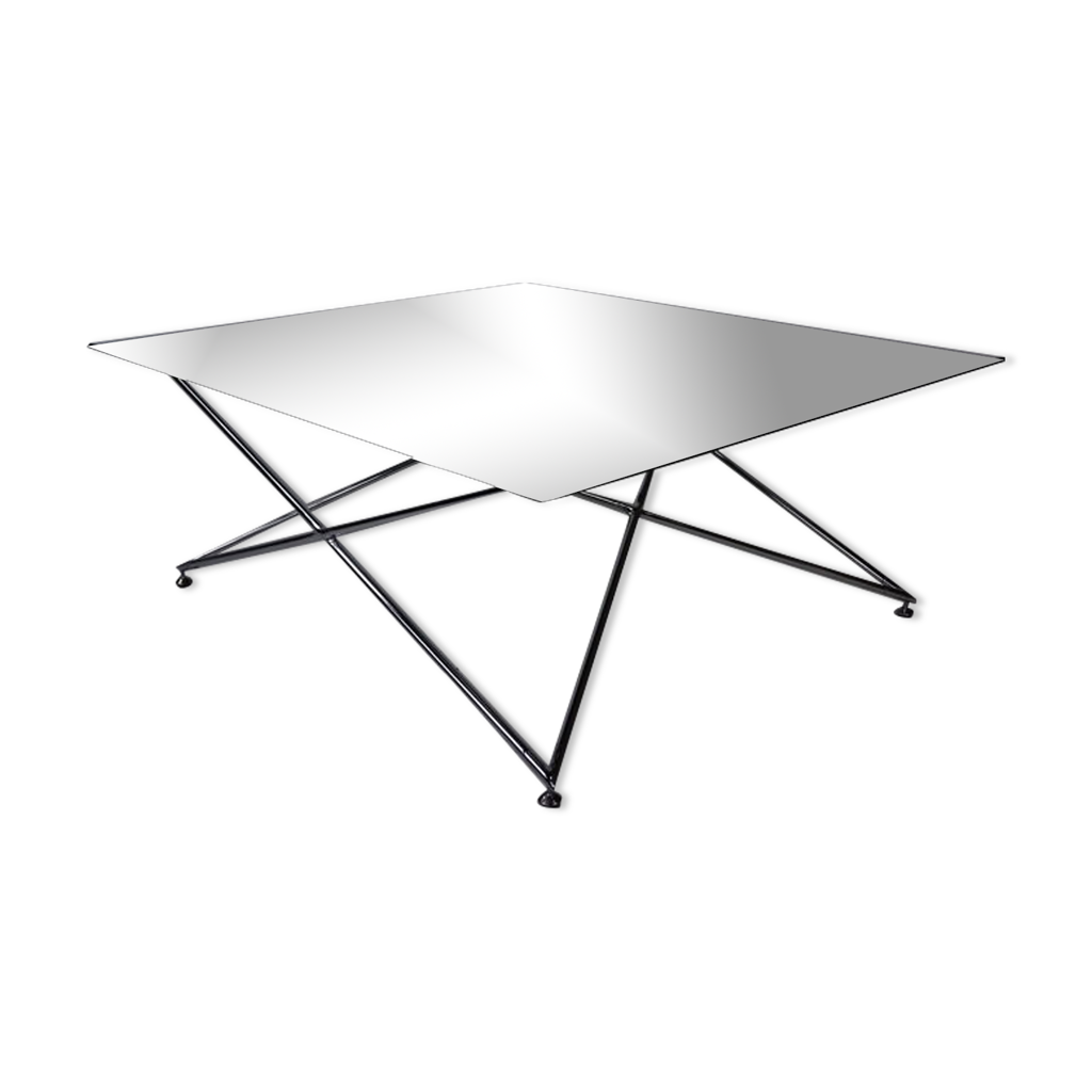 Table basse chrome et verre | Selency