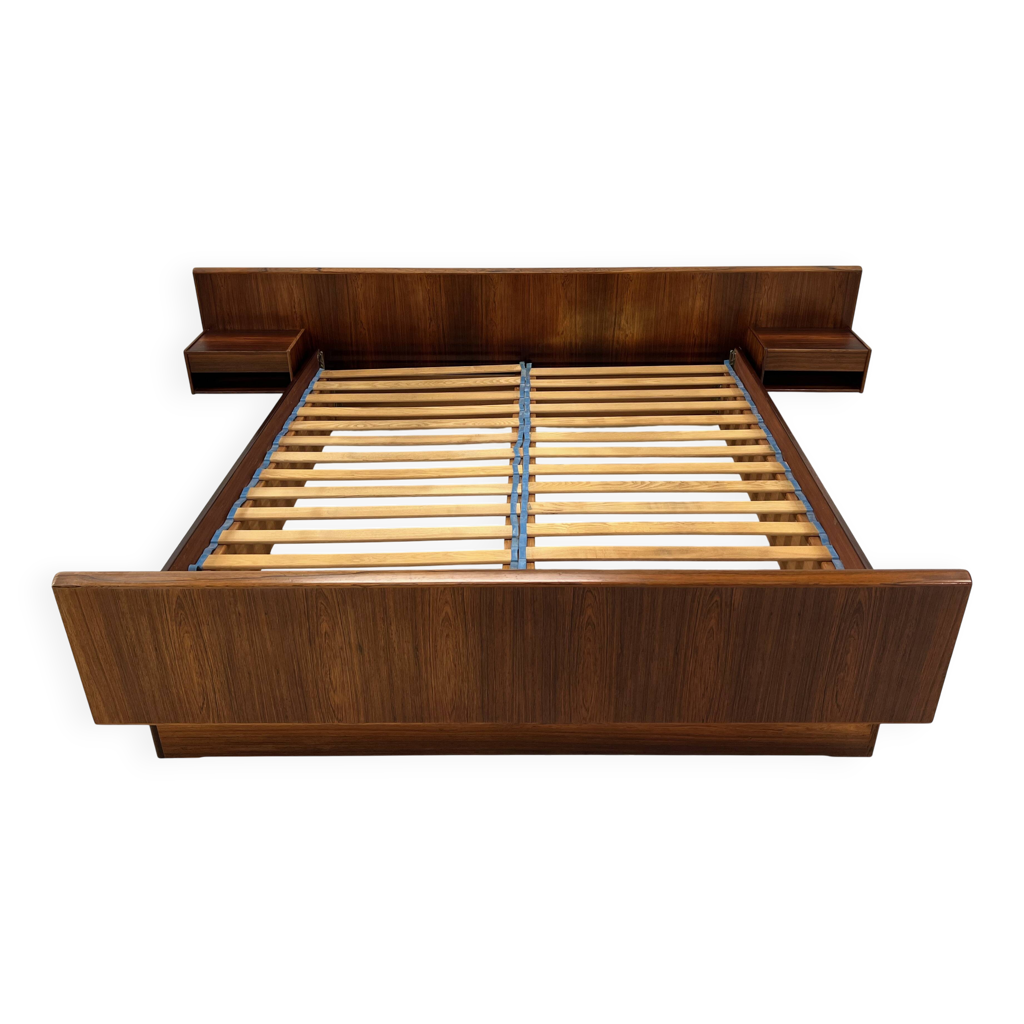Danish Rosewood Double Floating Bed By Sannemans, 1970s. | Selency