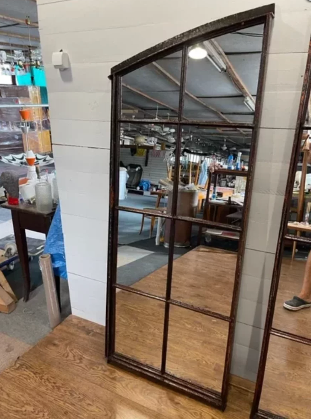 Set of 2 recycled industrial cast iron windows with mirror | Selency