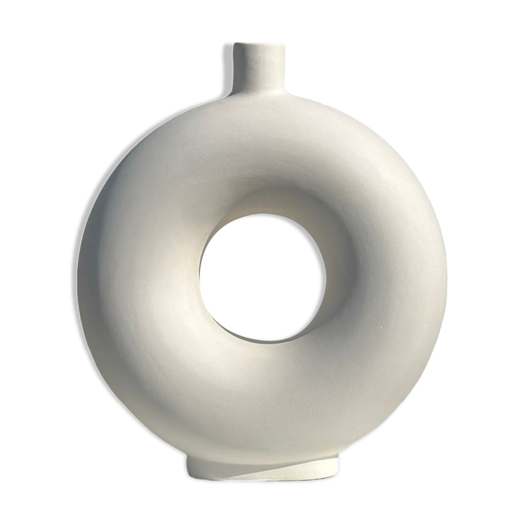Vase artisanal soliflore en céramique blanc cassé en forme de roue H30 ...
