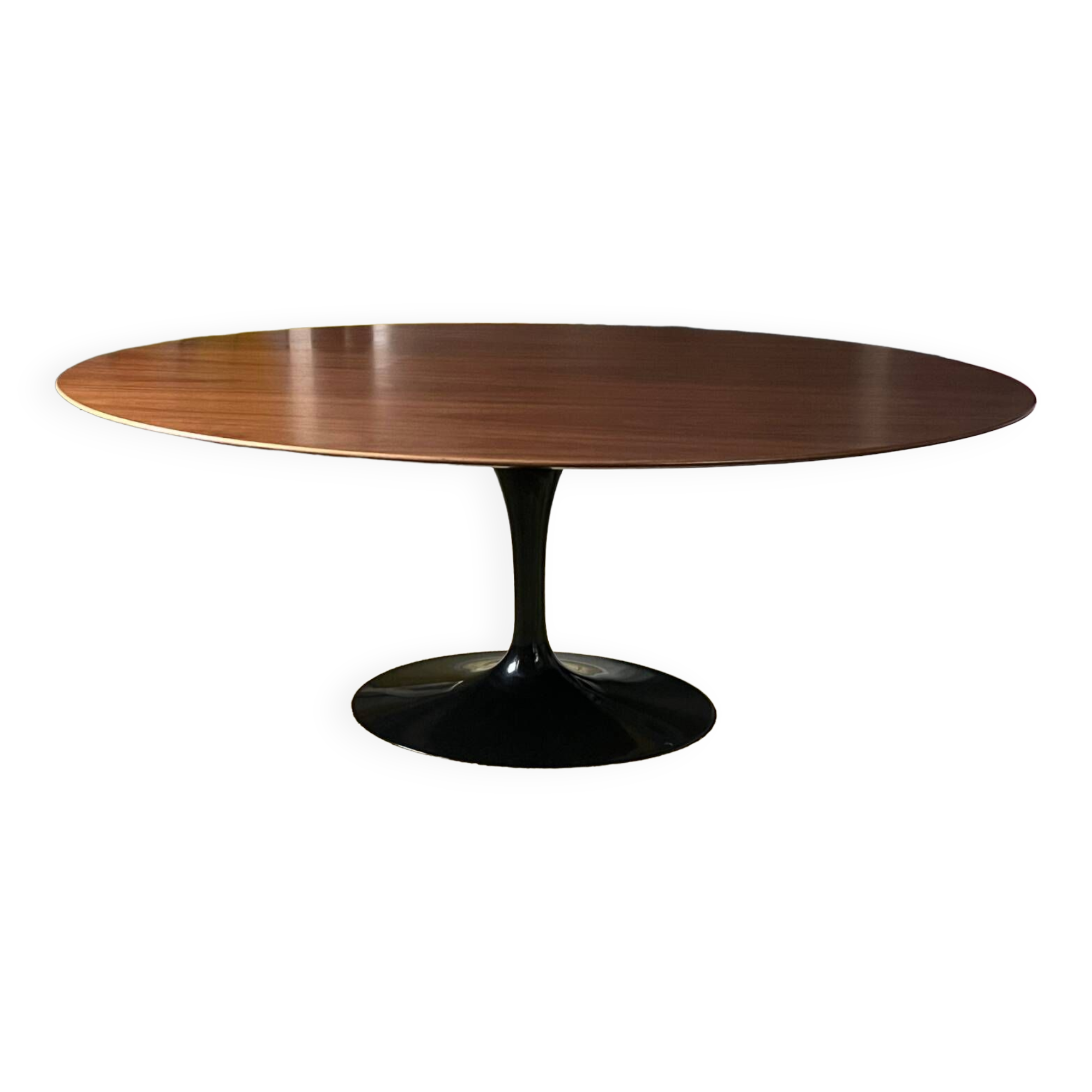 Table KNOLL ovale TULIP plateau noyer base noire | Selency