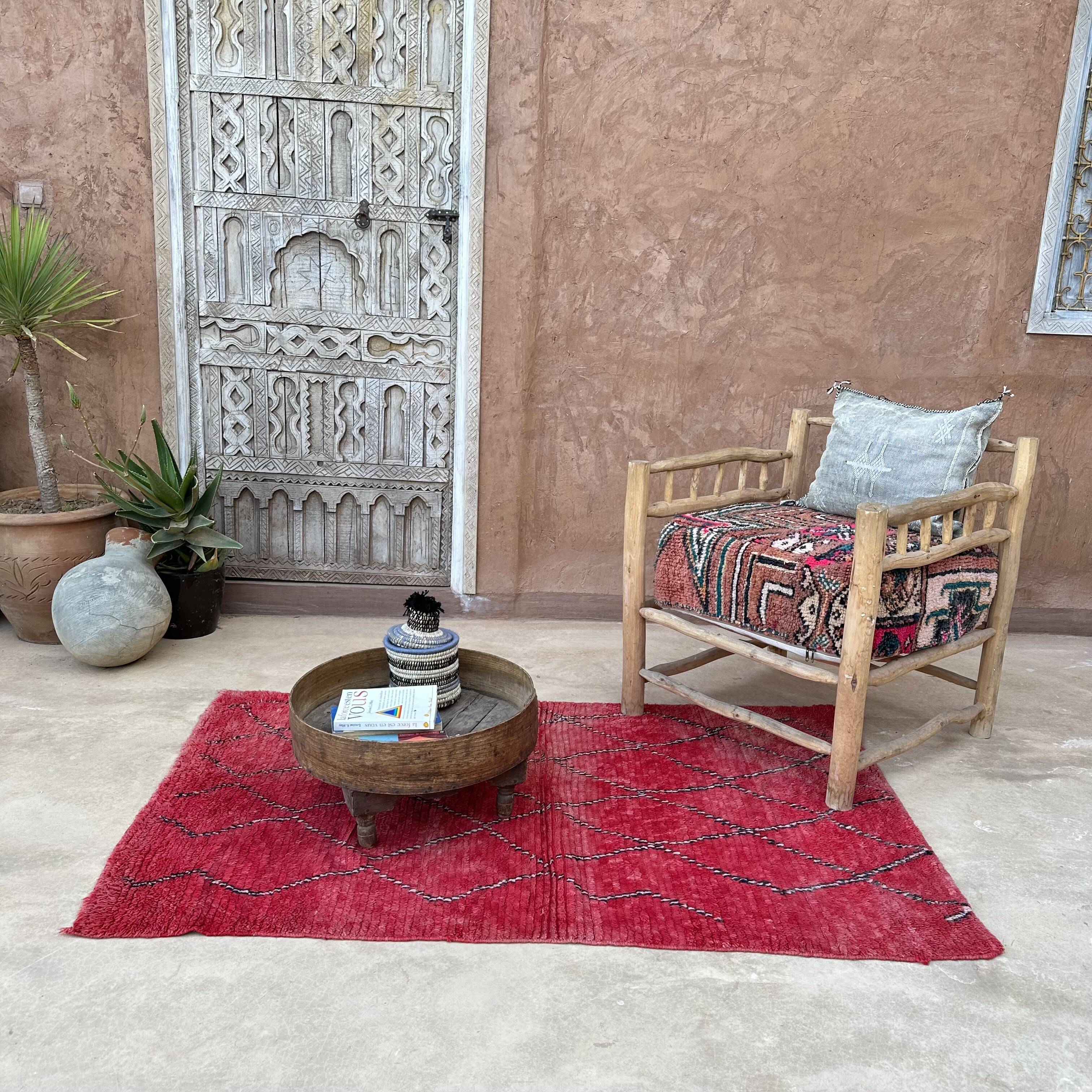 Tapis Marocain rouge - 110 x 165 cm | Selency