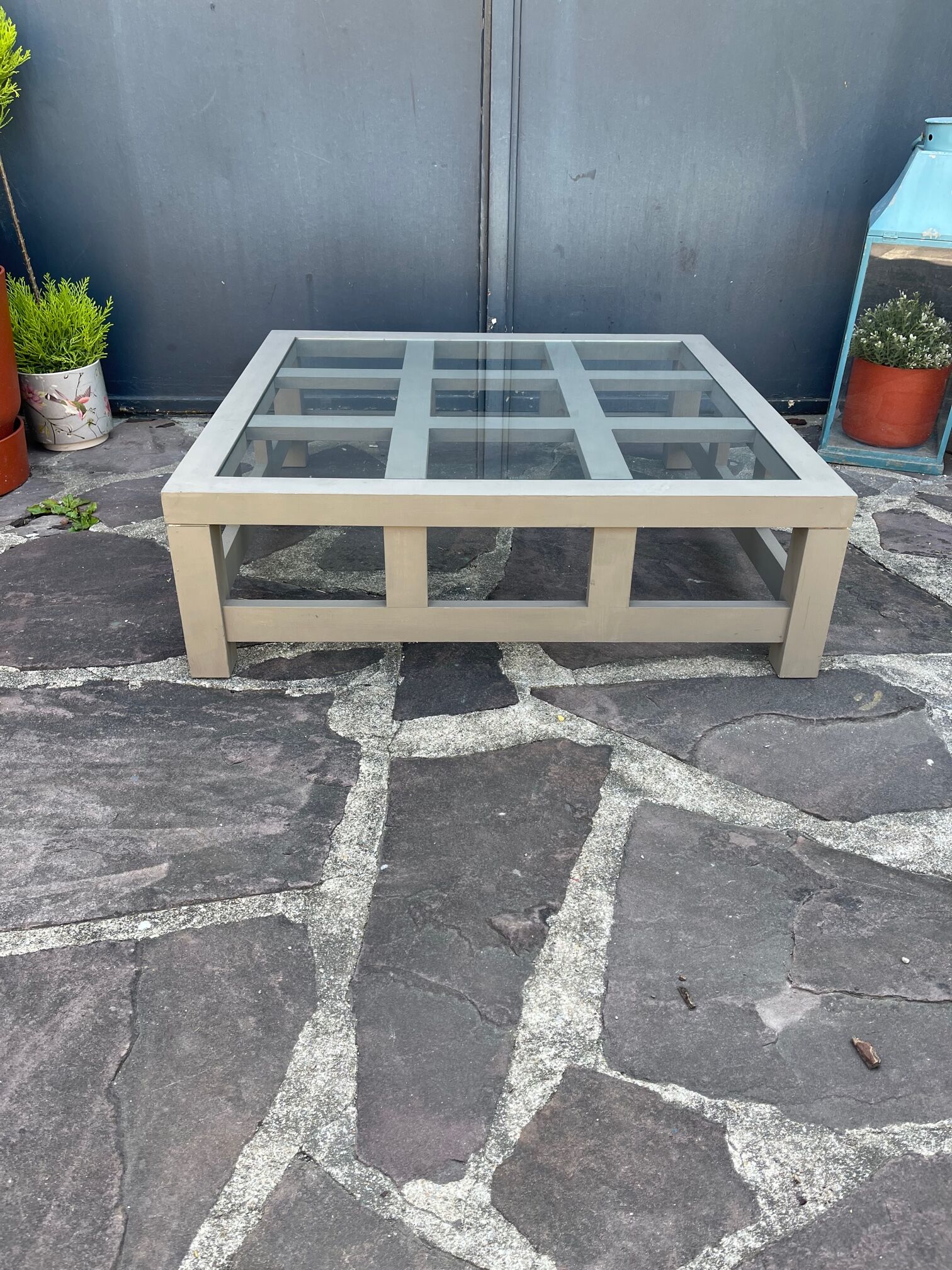 Table basse bois et plateau verre | Selency