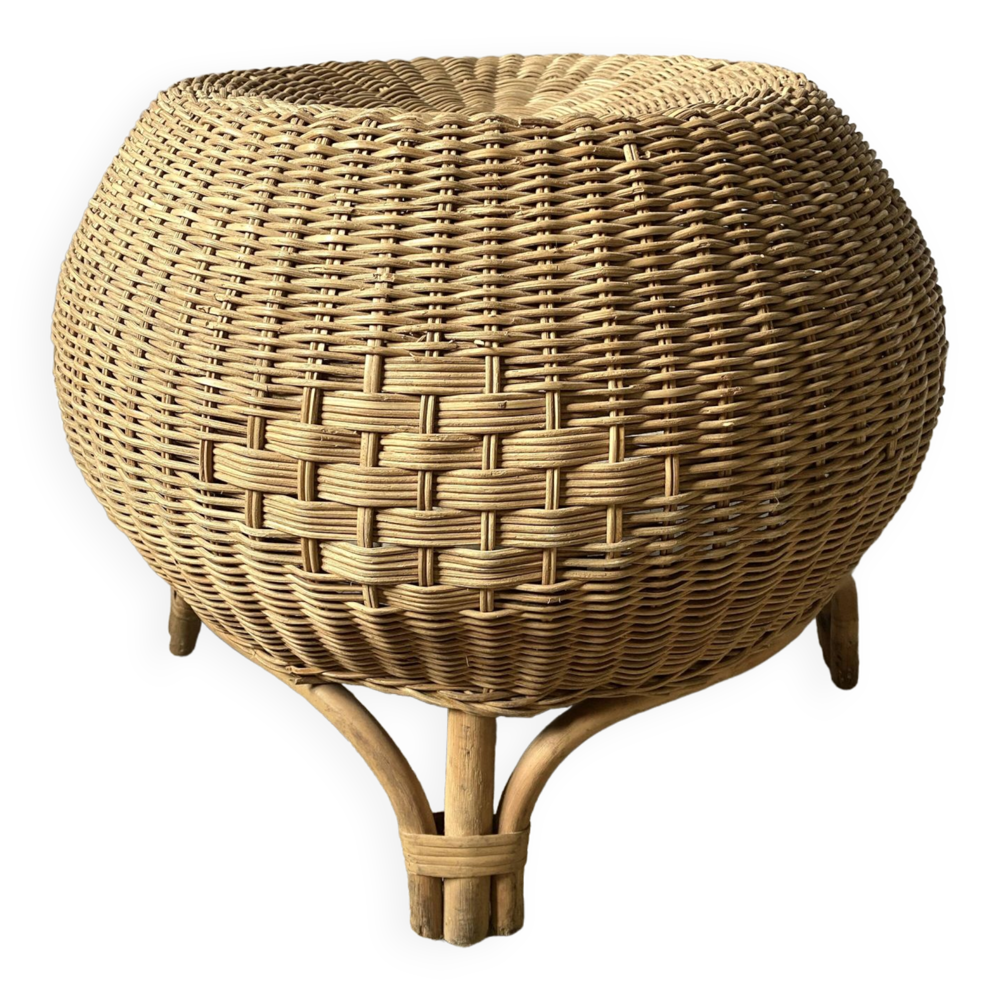 Pouf rotin osier vintage | Selency