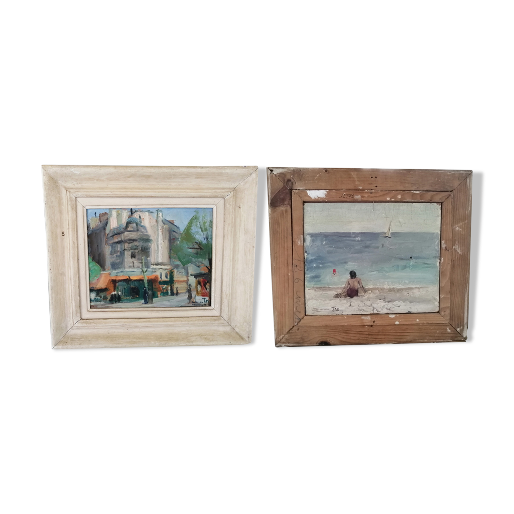 Huile sur carton signée Simone Tay double face | Selency