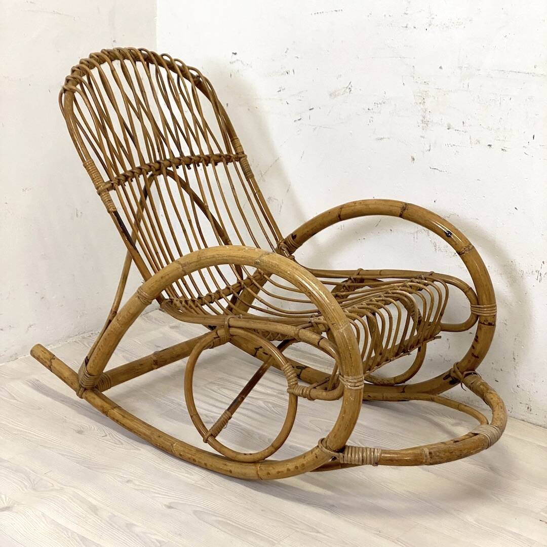 Rocking-Chair en rotin vintage 1960's | Selency