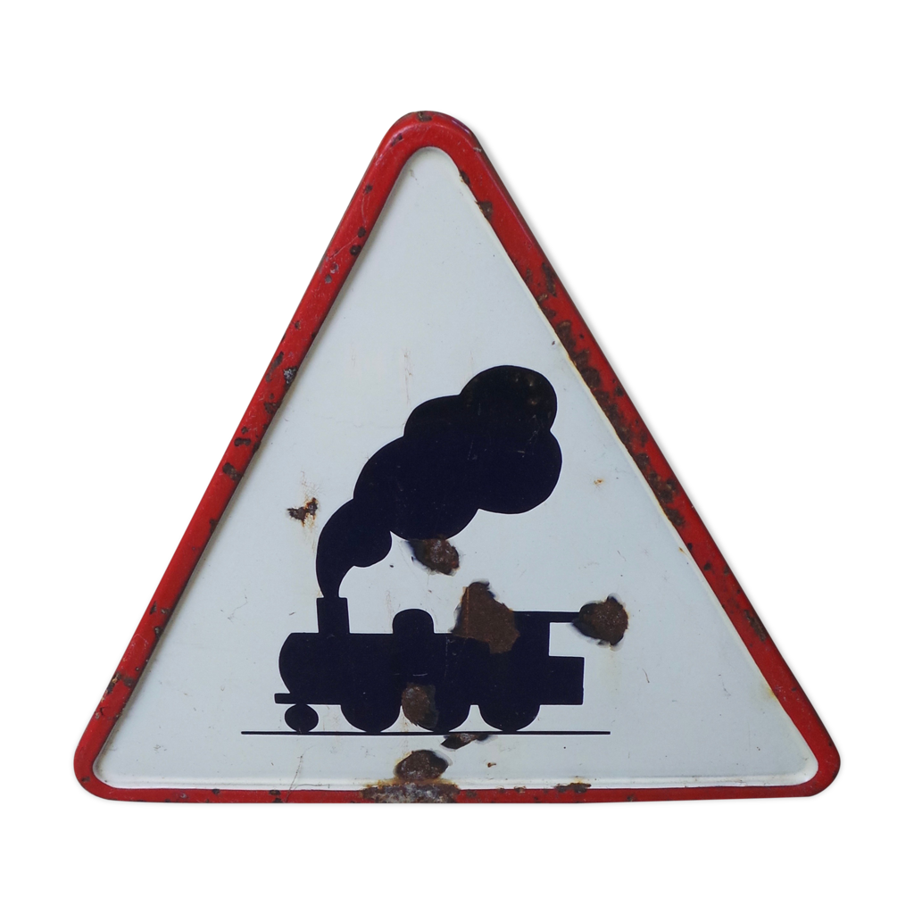 Steam train road sign 1950 | Selency