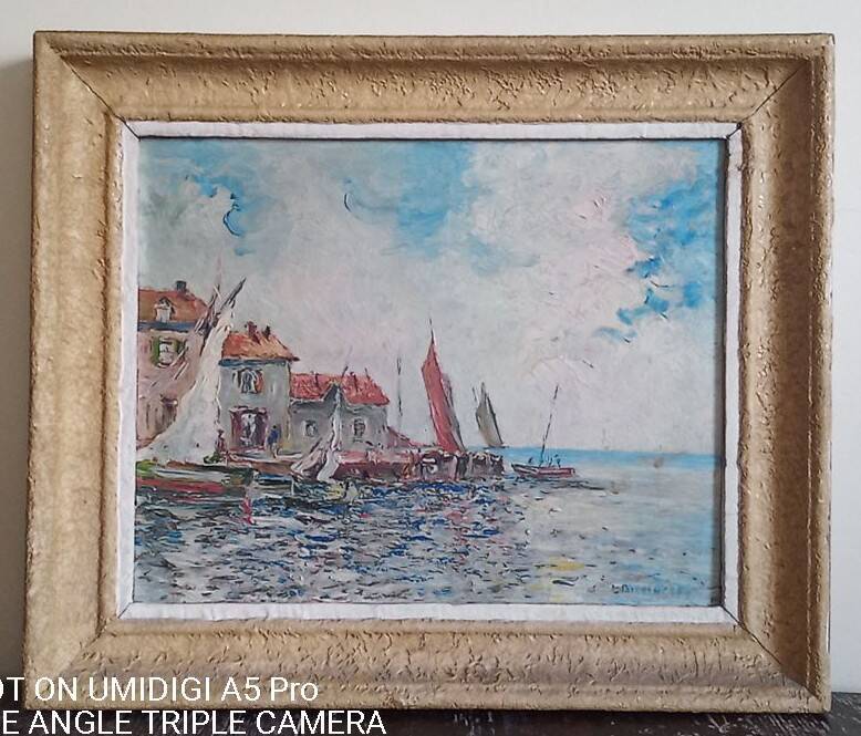Louis Bessinger (1899-1978) - Huile sur panneau - vue d'un port - 48 x ...