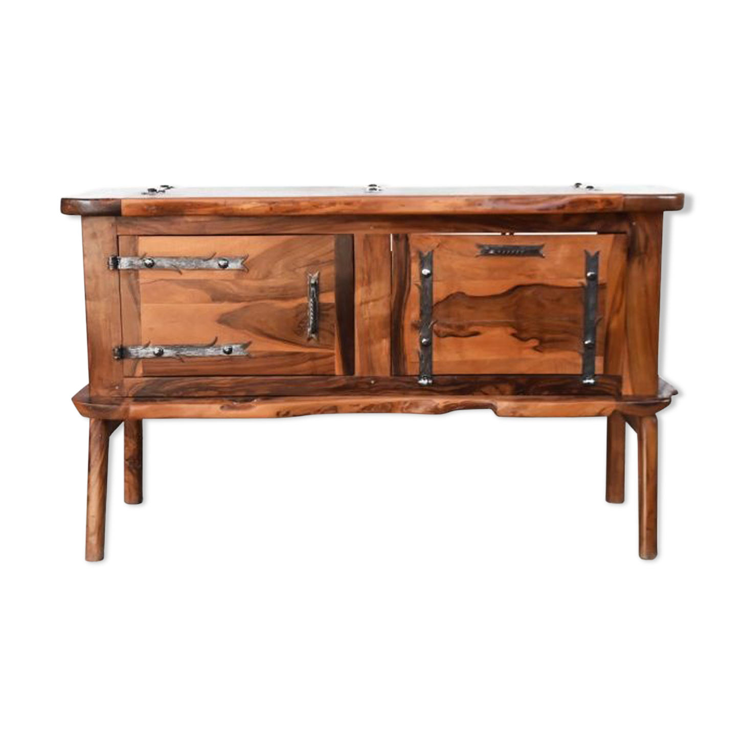 Bahut bar Brutaliste forme libre en olivier | Selency