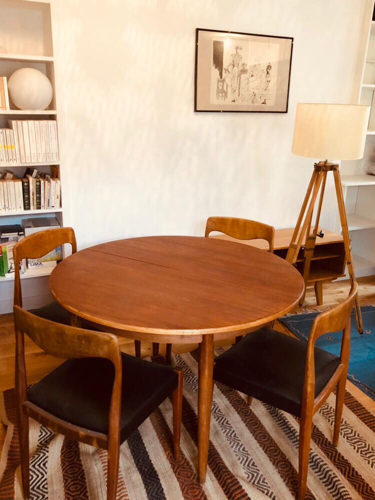 Table en bois ronde avec rallonge | Selency