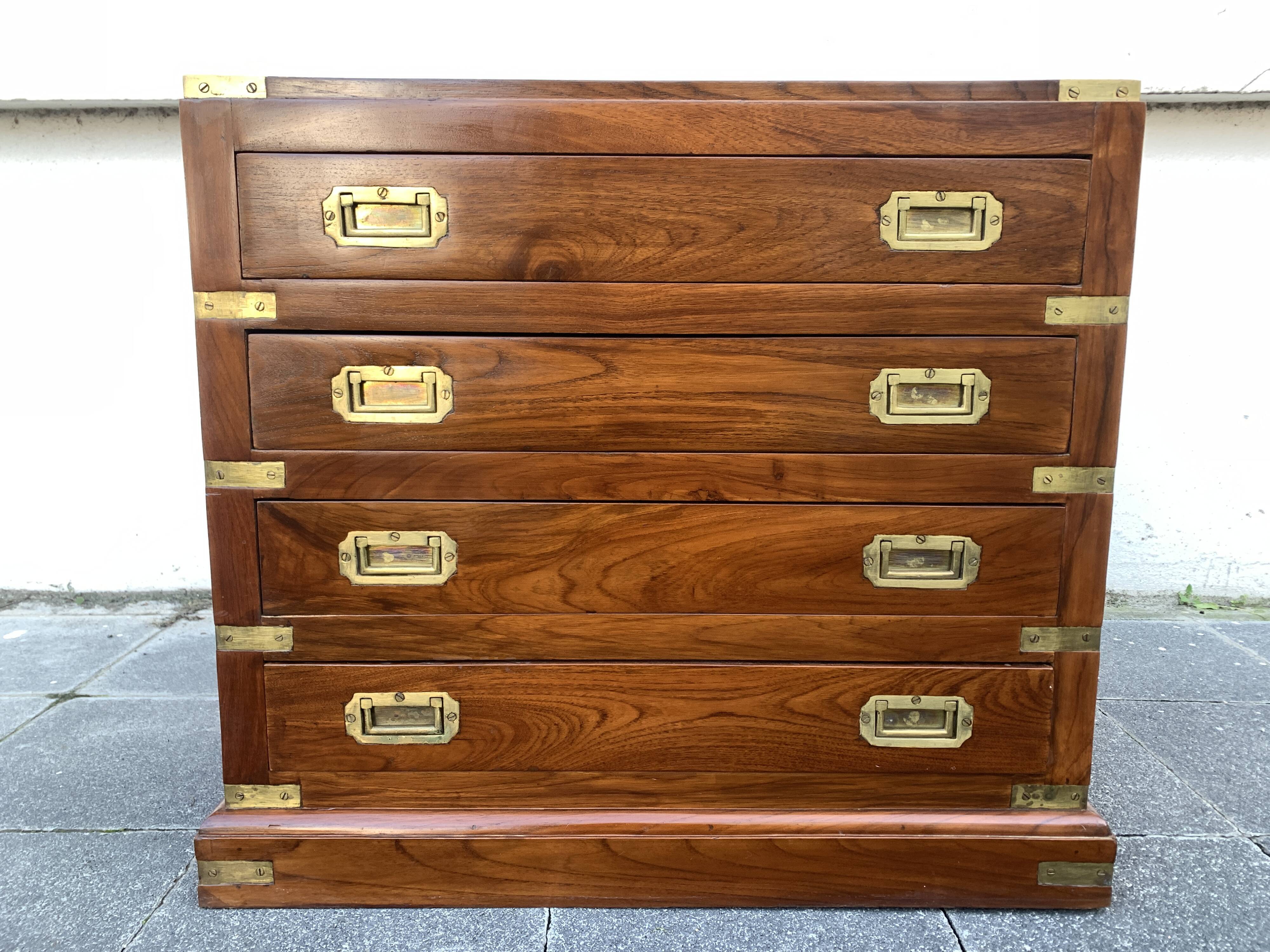 Commode de marine ou meuble à tiroirs en bois et laiton | Selency