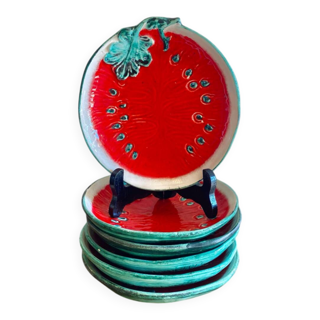 Assiettes vintage en ceramique pastèque | Selency