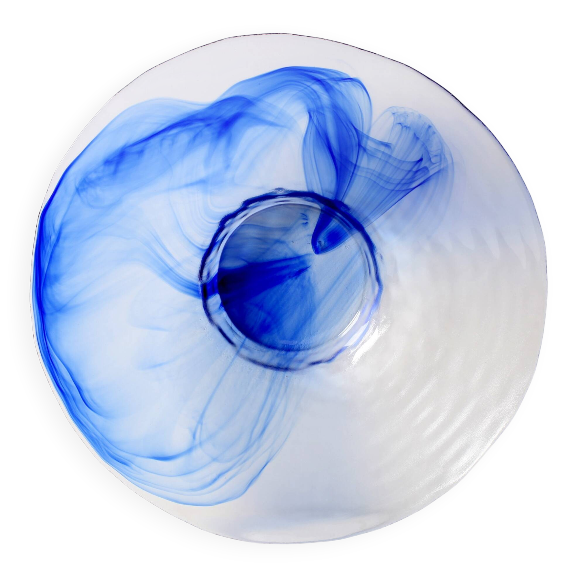 Coupe, centre de table en verre d'art Bormioli Rocco vintage bleu ...