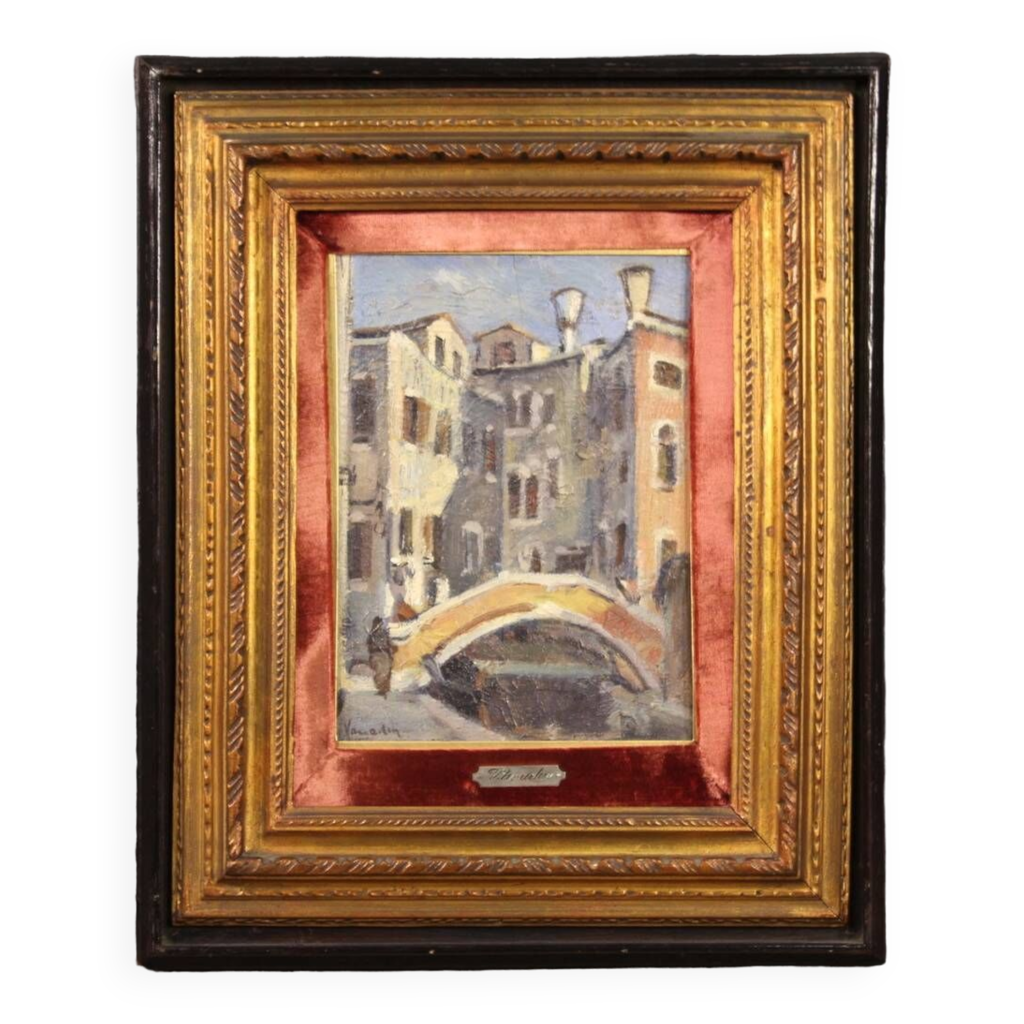 Tableau signé sur tablette, maison de Carlo Goldoni à Venise | Selency