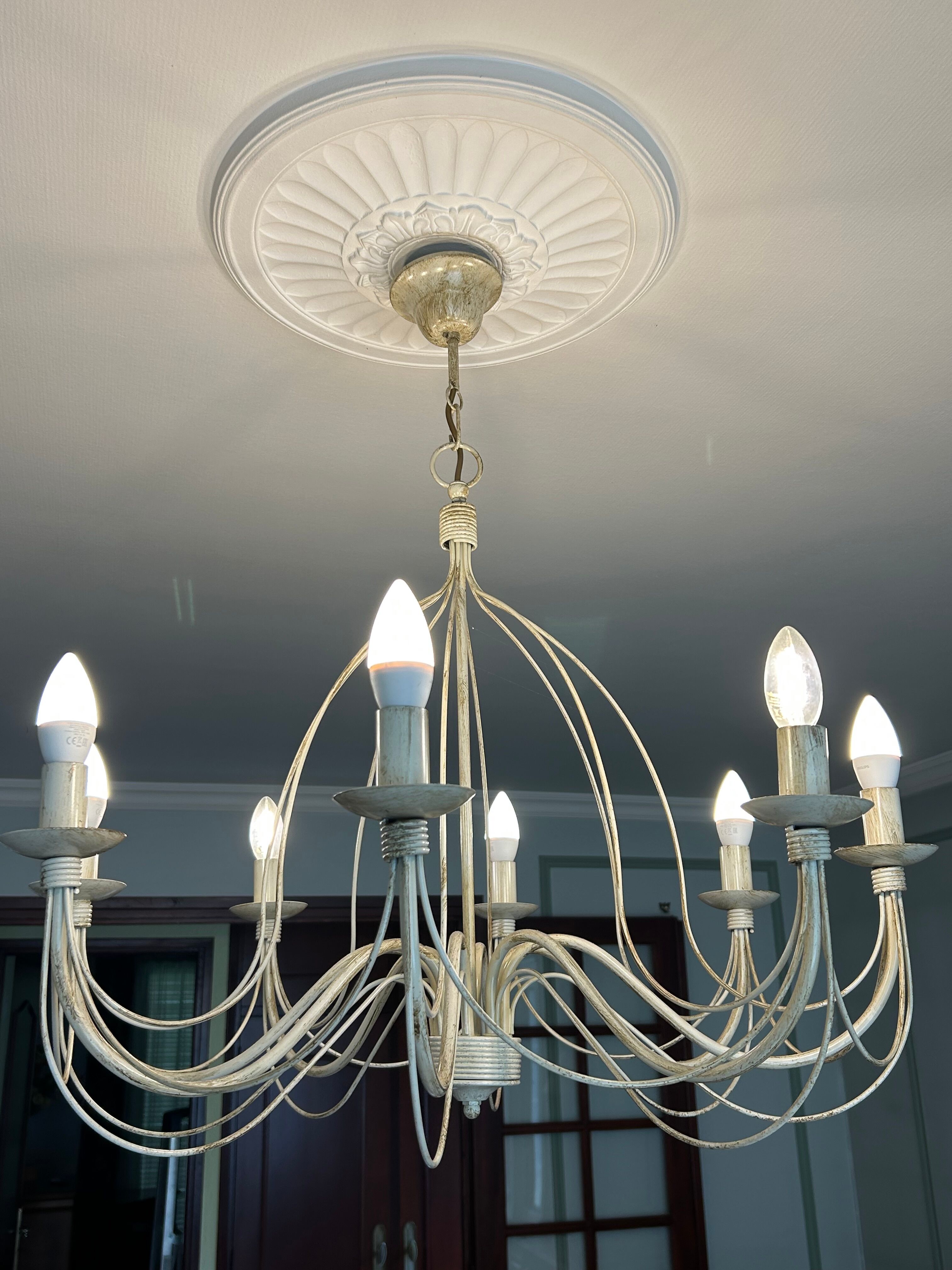 Lustre en fer forgé blanc marque Roche Bobois | Selency