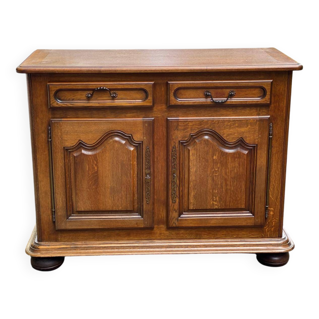 Buffet en bois massif anglais 2 tiroirs 2 portes | Selency