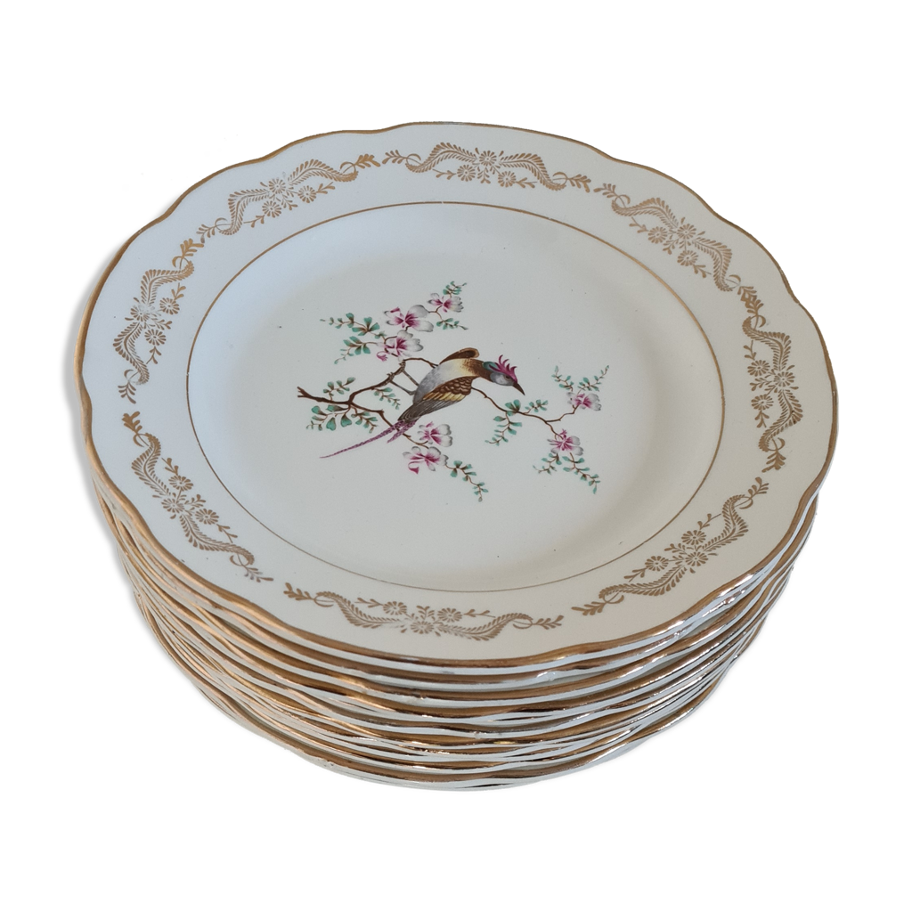 Set De 12 Anciennes Assiettes Gien Collection Selency