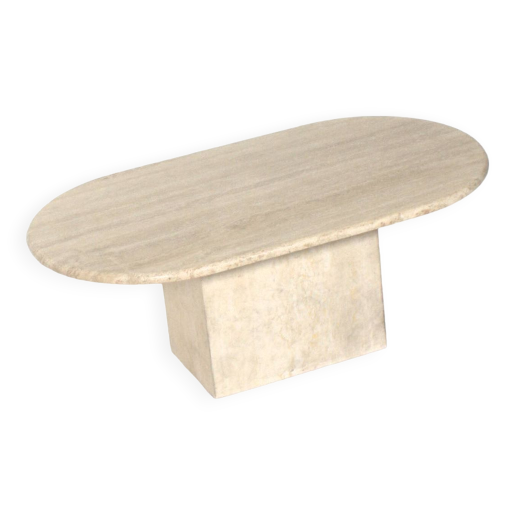 Table basse ovale en travertin taille moyenne | Selency