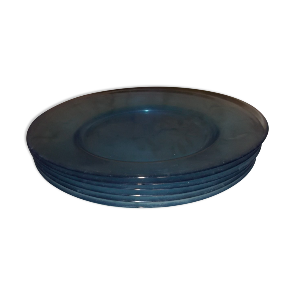 Lot 6 assiettes plates arc-france bleu | Selency