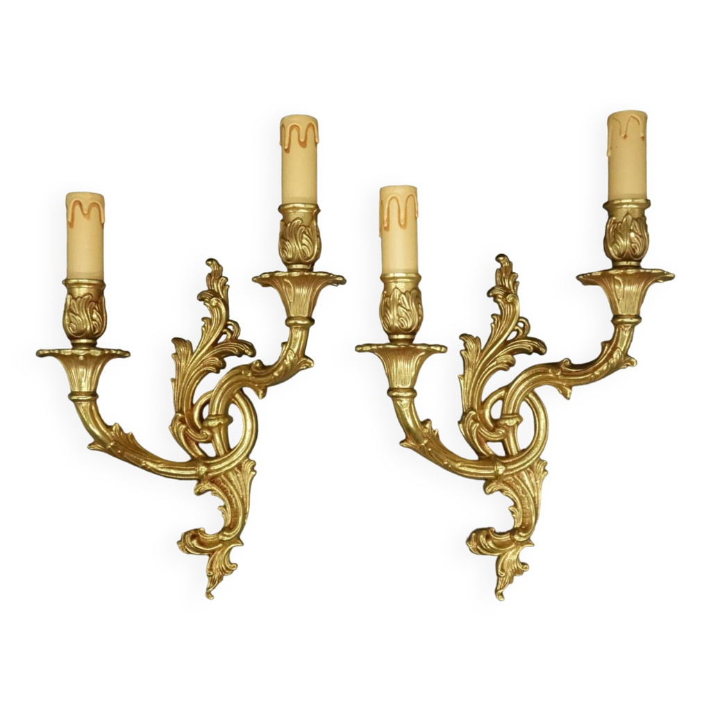 Large pair of Rocaille / Rococo / Baroque style wall lights | Selency